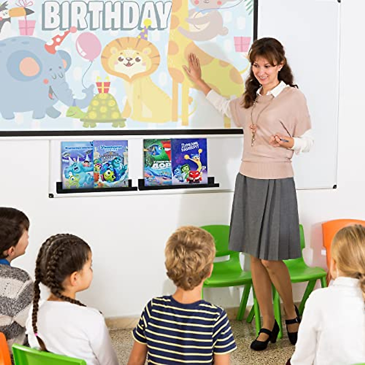 2 Pcs Magnetic Book Shelf for Whiteboard Magnetic Shelf Metal Floating Book Shelves for Kids Room Magnetic Book Display Shelf Magnetic Book Shelf for Kids Room Teacher Whiteboard Classroom (Black)