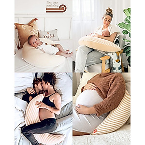 Mamaway Pregnancy Pillow for Sleeping, Nursing Pillow for Pregnancy, Temperature Regulating, Breathable, Bouncy, Adjustable C Shape Baby Feeding Positioner, Pregnancy Must Haves, Breathable Foam