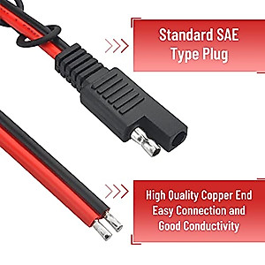 WMYCONGCONG 3 PCS 14AWG SAE Extension Cable with Cap SAE Quick Connector Disconnect Plug SAE Power Automotive Extension Cable for Motorcycle Car Tractor