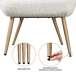 Yaheetech Barrel Chair, Teddy Fabric Casual Chair with High Back and Soft Padded, Modern Fuzzy Vanity Chair, Cozy Armchair for Living Room Bedroom Makeup Room, White