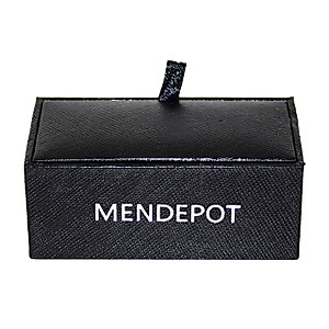 MENDEPOT Classic Mother Of Pearl With Onyx Rim Tie Clip With Box