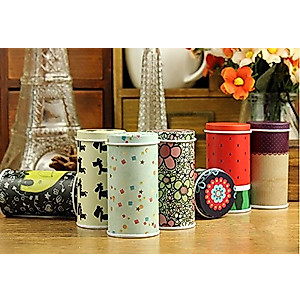 GracesDawn Set of 8 Home Kitchen Storage Containers Colorful Tins Round Tea Tins