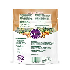 Halo Garden of Vegan Dog Treats, Training Treats for Dogs, Peanut N' Pumpkin 8oz Bag