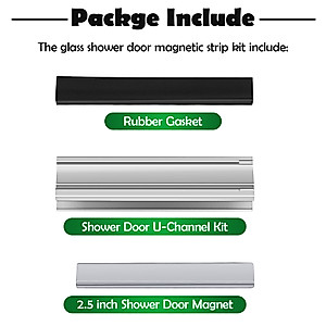 Glass Shower Door Magnet Latch Replacement Kits with Shower Door Magnet and Metal Strike Plate for 1/8" 5/32" 3/16" & 1/4" Thick Swing Glass Shower Doors