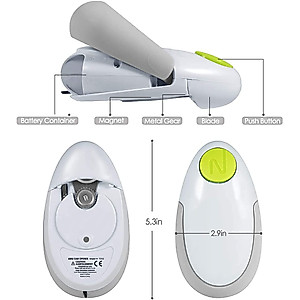 NOLTSE Electric Can Opener, Safety Can Opener Smooth Edge, A button to Open Your Cans, No Sharp Edge, FoodSafe, Battery Operated, Mini Can Opener Electric Kitchen, 2021White