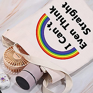 LEVLO Rainbow LGBT Lesbian Gay Pride Bags I Can't Even Think Straight Shopping Bags Birthday Present (I Can't Even Think Straight)