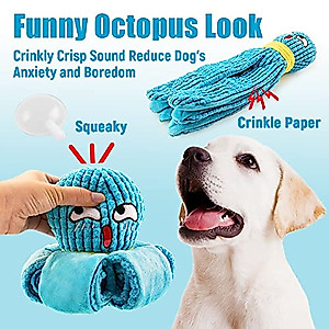 TOTARK Snuffle Octopus Dog Toys for Large Dogs, Snuffle Toys Treat Puzzle Games for Dogs Mental Stimulation Enrichment Toys, Squeaky Interactive Crinkle Dog Toys for Boredom Foraging Training