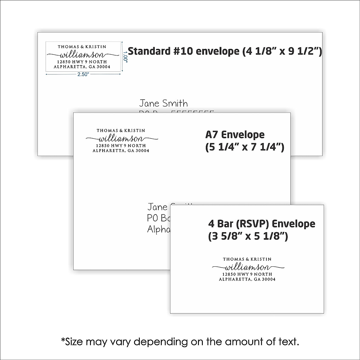 Personalized Return Address Stamp, Self Inking - Elegant Caligraphy Script, Black Ink