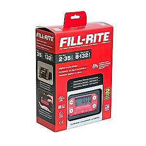 Fill-Rite TT10AN 1" 2-35 GPM(8-132 LPM) Digital In-line Turbine Meter, Aluminum, Fuel Transfer Meter,Black/Red