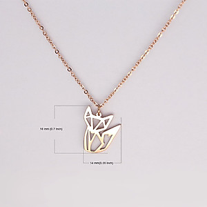 HANFLY Fox Pendant Necklace Jewelry for Women Origami jewelry 16.5"+1.5" Extender