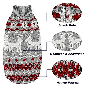 ZIFEIPET Dog Sweater Classic Christmas Sweater Turtleneck Warm Knitwear Pet Winter Clothes for Large Dogs