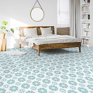 Peel & Stick Floor Tiles Vinyl Flooring 8"x8", Suitable for Wall, Floor, Kitchen, Bathroom, Pet House 10 Sheets (8x8 inches, Tamensa Encaustic, 10)