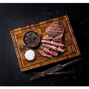 Extra Large Bamboo Cutting Boards, (Set of 3) Chopping Boards with Juice Groove Bamboo Wood Cutting Board Set Butcher Block for Kitchen, End Grain Serving Tray by Kikcoin