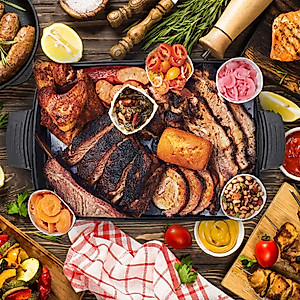 AEWHALE Electric Skillet - Black Non-Stick Grill with Removable Plate for Indoor Cooking,1400W Adjustable Temperature Party Griddle for Cooking Meats