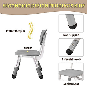 GarveeHome Kids Table and 6 Chair Set - Height Adjustable, Multifunctional Desk, Ergonomically Designed Chairs, Max 300lbs, for Ages 2-10, Classroom, Daycares, Home