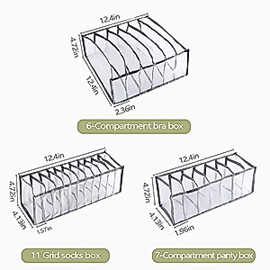 3 Set Thicker Underwear Drawer Organizers Divider, Home Foldable Bra Sock Underwear Organizer Storage Box (White)