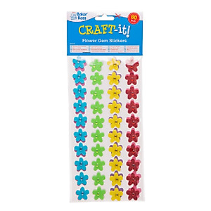 Baker Ross AW242 Flower Gem Foam Stickers - Pack of 80, Self Adhesives, Perfect for Children to Decorate Collages and Crafts, Ideal for Schools, Craft Groups, Party Crafting, Home