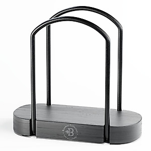 Black Napkin Holder for Table - Bamboo and Iron Standing Napkin Dispenser, Non-Slip Paper Napkin Holder for Kitchen, Farmhouse, Dining Table, Restaurant, Outdoor Use - Rustic and Elegant Design