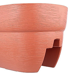 EMSCO Group Bloomers Railing Planter with Drainage Holes – 24" Weatherproof Resin Planter – Terracotta
