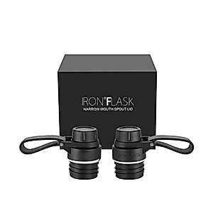 IRON °FLASK Spout Lid 2.0 for Narrow Mouth, Insulated Sports Water Bottles, Canteen Standard, Chug Lid, BPA Free 2 Lids (Midnight Black)
