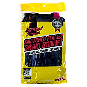 Snatched Flames Double Layered Satin Long Bonnet for Women with Braids, Dreadlocks, Wigs, or Natural Hair+Includes Satin Scruchie (Black)