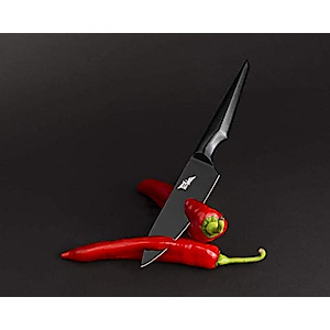 Edge of Belgravia GALATINE's Professional Chef Knives Set With Erogonomic Grip For Kitchen & Dining,Thick Blade,Stainless Steel (7pcs,Black)