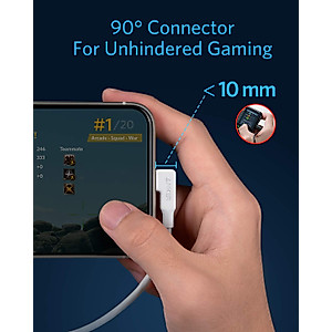 Anker USB-A to 90 Degree Lightning Cable (3 ft), MFi Certified, Compatible for iPhone SE / 11 Pro/X/XS/XR / 8 Plus/AirPods Pro, iPad 8, iPod Touch, and More(White)