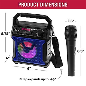 Risebass Portable Karaoke Machine with Microphone with Party Lights for Kids and Adults - Rechargeable USB Speaker Set with Bluetooth, FM Radio SD/TF Card, AUX-in, Birthday Gift for Boys and Girls