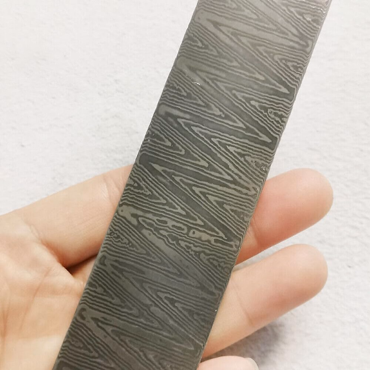 HAND FORGED DAMASCUS STEEL BILLET BAR FIRE PATTERN LIGHTNING 150x25x3mm