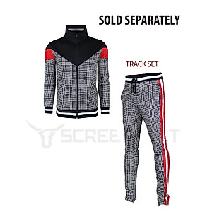 SCREENSHOTBRAND-P11957 Mens Hip Hop Premium Slim Fit Track Pants - Athletic Jogger Checker Pattern Color Block Print Bottoms-Black/Pattern-Xlarge