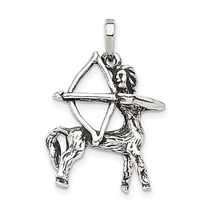Jewelry Stores Network Sagittarius Centaur Archer Zodiac Sign Pendant In 925 Sterling Silver 22 mm x 19 mm