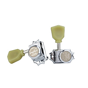 Guyker 6Pcs Guitar Locking String Tuning Pegs (3R + 3L) – 1:15 Vintage Deluxe Style Tuners Key Machine Heads Set with Keystone Knob Replacement for Les Paul Style Electric or Acoustic Guitar - Chrome