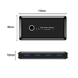 USB 3.0 Switcher Selector 2 Computers Sharing 4 USB Devices KVM Switch Hub Adapter for Keyboard Mouse Printer Scanner U-Disk, Hard Drives, Headsets, KVM Console Box Compatible with Mac/Windows/Linux
