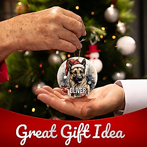 German Shepherd Personalized Dog Ornament - Pet Ornament for Christmas Tree - 3" Round Ceramic - Printed in USA - Choose from 200 Breeds - Dog Mom - Dog Dad - Xmas Decoration DOG0101