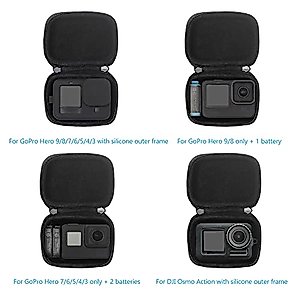 JSVER Case For GoPro Carrying Case for GoPro Hero 10, Hard Shell Travel Storage Case for Hero 11/10/9/8/7/6/5/4/3, Osmo Action 3, AKASO EK7000, Campark ACT74, YI Action Camera (Black)