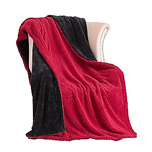 Gemarwel Ultra-Soft Micromink Thick Sherpa Blanket Twin Size for Bed, Reversible Fuzzy Warm Throw Blanket All Season for Men Women Gifts (60X80 Red and Black)