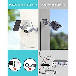 DEKCO Wireless Outdoor Security Camera for Home Security 260° View Range Solar Security Camera, Two-Way Audio, Simple Setup, Night Vision, Motion Detection WiFi Surveillance & Security Cameras