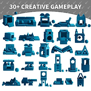 Kids Couch, 12PCS Fold Out Toddler Couch with 2 Balls and Tunnel, Modular Kids Couch for Playroom, Kids Play Couch for Kickball Game, Pitching Game, Over 30 Creative Gameplay Couch for Kids (Blue)