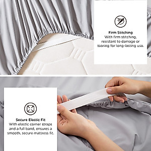 Bedsure Deep Pocket Full Size Bed Sheets Set - Fits Mattresses Up to 21 Inches Thick - 4 Piece GentleSoft™ Bed Sheets, Moisture Wicking, Cooling Bedsheet & Pillowcases, Easy & Secure Fit, Light Grey