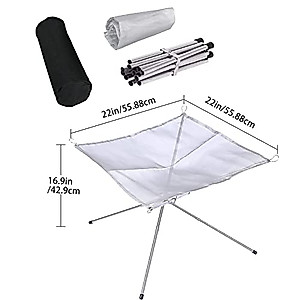 Meshscreen Portable Outdoor Fire Pit 22 Inch, Foldable Stainless Steel Outdoor Camping Wood Burning Accessories for Outdoor, Camping, Garden, Backyard