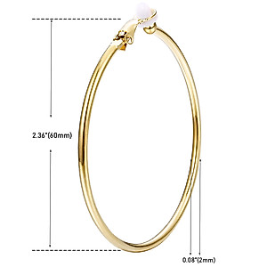 JOERICA Clip On Hoop Earrings for Women Silver Tone Gold Tone Rose Gold Tone Black Unpierced Hoop Earrings Non-pierced