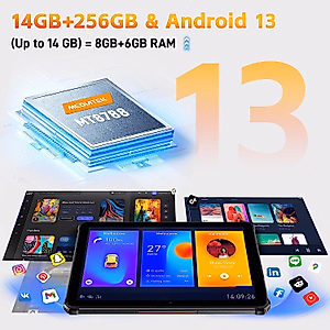 OUKITEL RT5 Rugged Tablet,10.1" FHD+ Screen,11000mAh Large Battery,14GB RAM +256GB ROM(1TB Expandable),Android 13 Tablets,16MP+16MP Camera,4G Dual SIM/5G WiFi/GPS/OTG Waterproof Tablet PC (Black)