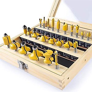 KOWOOD 24X Router Bits Set 1/4 Inch Shank Made of 45# Carbon Steel C3 Alloy Blade for Professional Woodworking