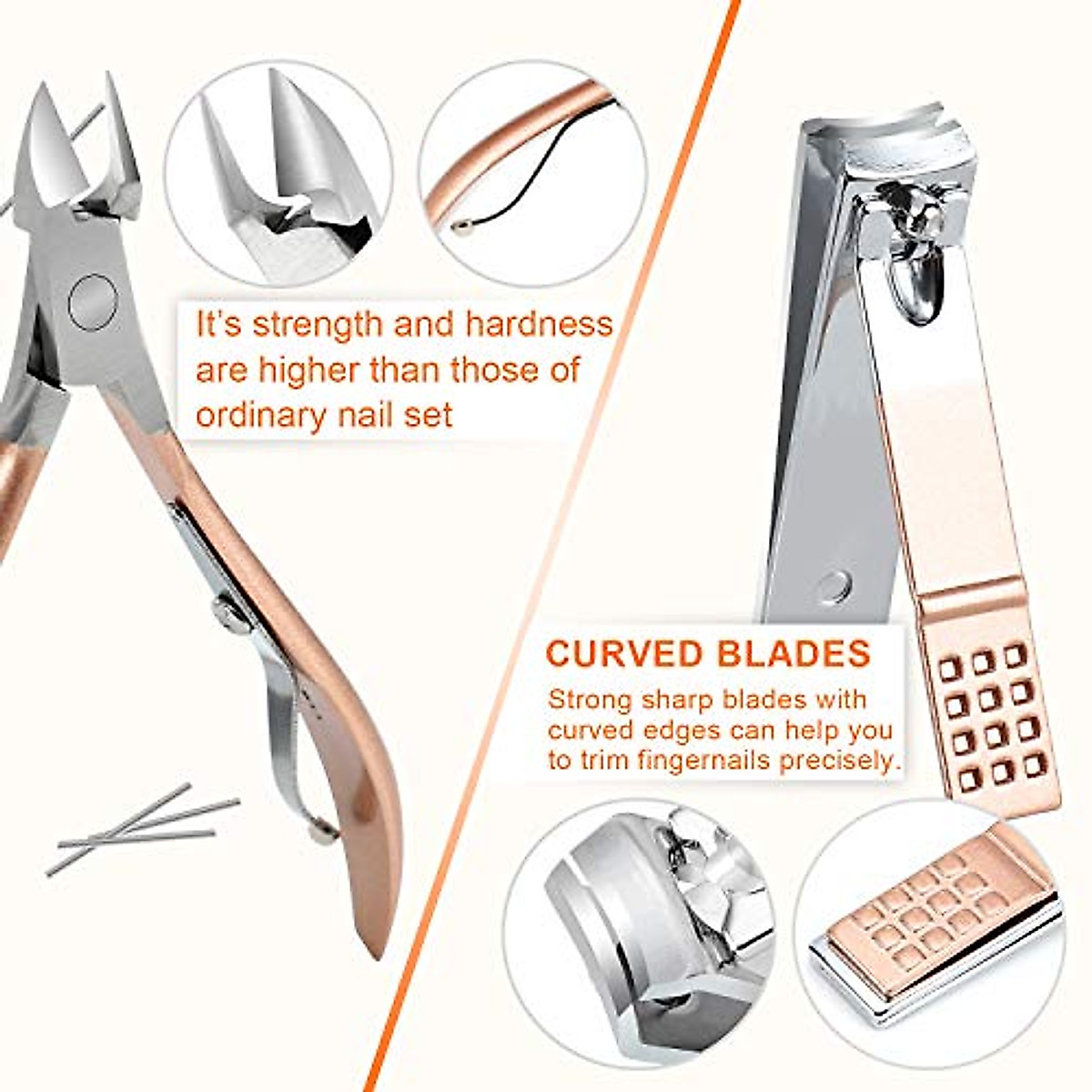 Manicure Set Nail Clippers Pedicure Kit, Professional Stainless Steel Personal Grooming Kit, 18 in 1 Nail Care Tools with Luxurious Leather Travel Case for men and women