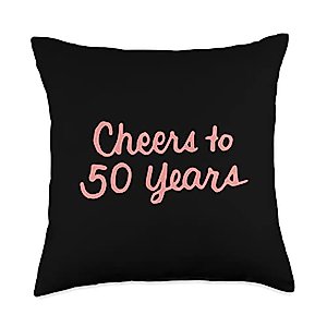 Happy 50th Wedding Golden Anniversary Gifts Store Cheers to 50 Years-50th Wedding Anniversary Throw Pillow, 18x18, Multicolor