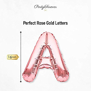 PartyForever Emma Balloon Banner Big 16 Inch Rose Gold Foil Balloons Letters Name for Women and Girls Birthday Party Decorations and Wedding Supplies for Her