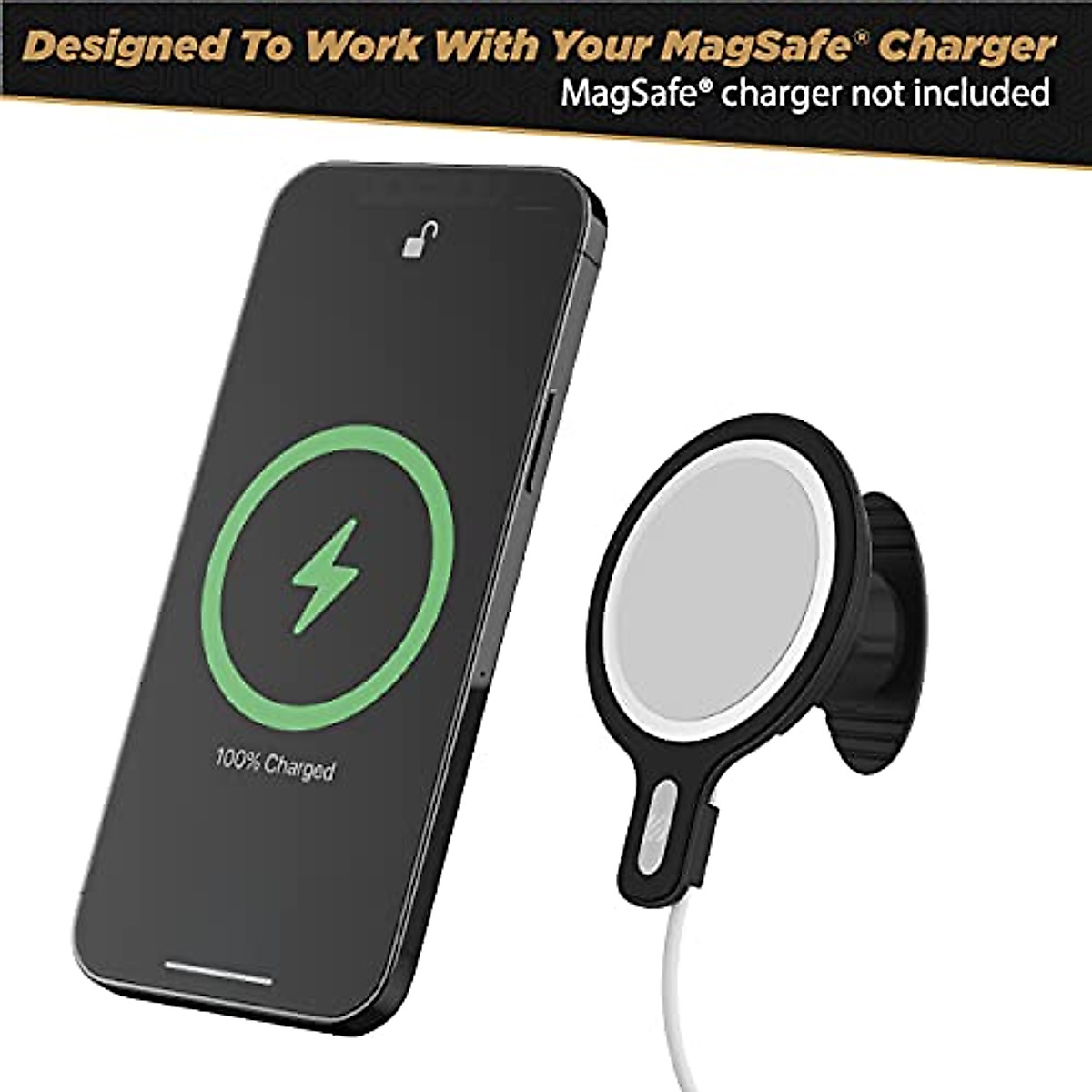 Scosche MSHODVMPD20-SP Compatible with MagSafe Chargers MagicMount MSC Vent/Dash 4-in-1 Car Mount Kit, Black