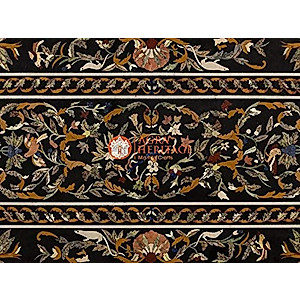 Marble 75"x38" Inches Dining Table Top Pietra Dura Inlay Hard Stone Furniture Home Decor
