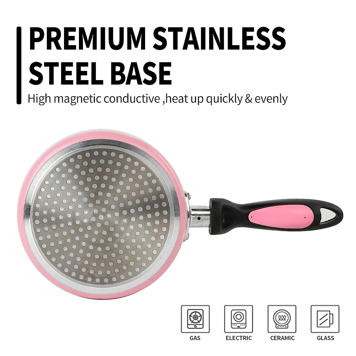 RATWIA Nonstick Frying Pan,Mini Egg and Omelet Pan-6 Inch, Induction Skillet Stone Coating Multipurpose Pan,PFOA Free,Pink