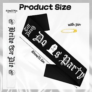 7 Pcs Bride or Die Bachelorette Party Decorations, White Bride or Die Sash and Black Till Death Do Us Party Sashes for Hen Party Bridal Shower Wedding Engagement Halloween Bachelorette Supplies